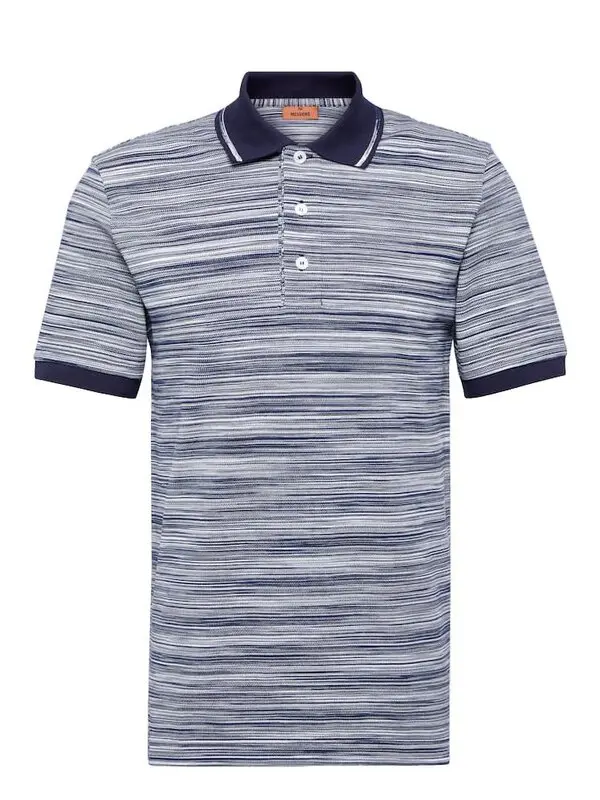 Missoni Striped Cotton Polo Shirt - Blue