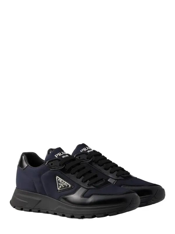 Prada Prax 01 Re-nylon And Brushed Leather Sneakers - Blue/black