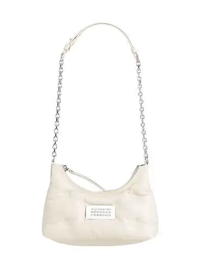 MAISON MARGIELA Leather Hobo Bag With Chain Strap - Off White