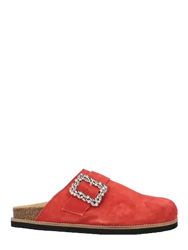 POLLINI Leather Mules - Tomato Red