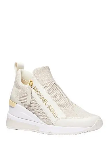 Michael Kors Willis Metallic Stretch Knit Trainers - Gold