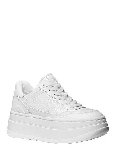 Michael Kors Hayes Snake Embossed Platform Sneakers - White