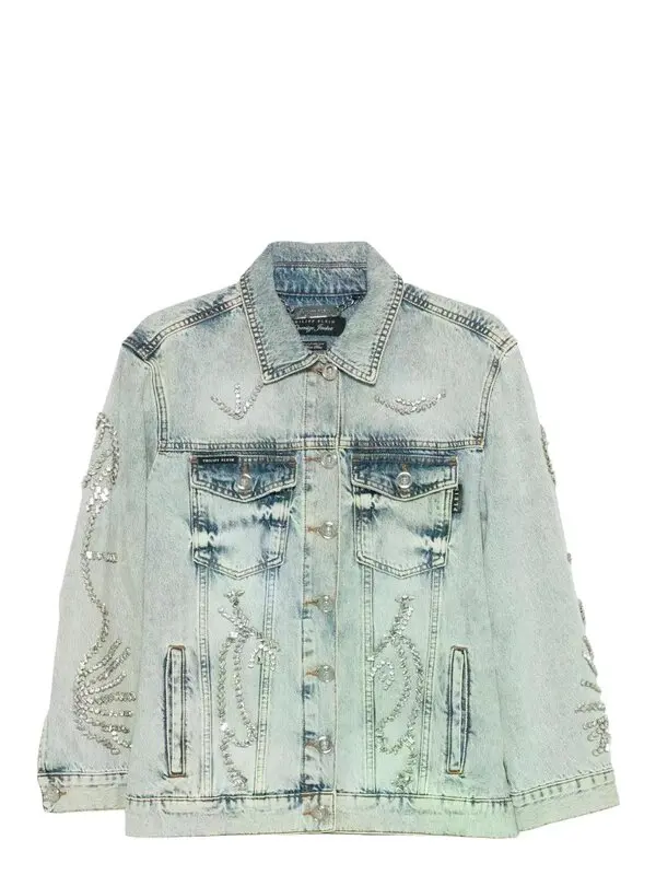 Philipp Plein Crystal-embellished Denim Jacket - Blue