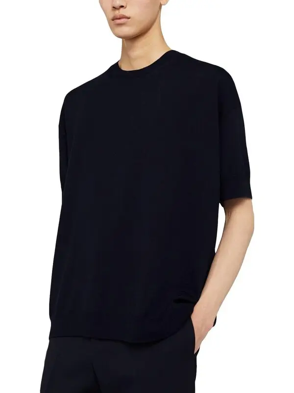 JIL SANDER Round-neck Wool T-shirt - Blue