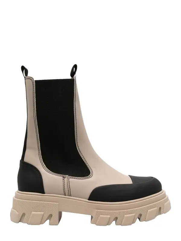 GANNI Cleated Faux-leather Chelsea Boots - Neutrals