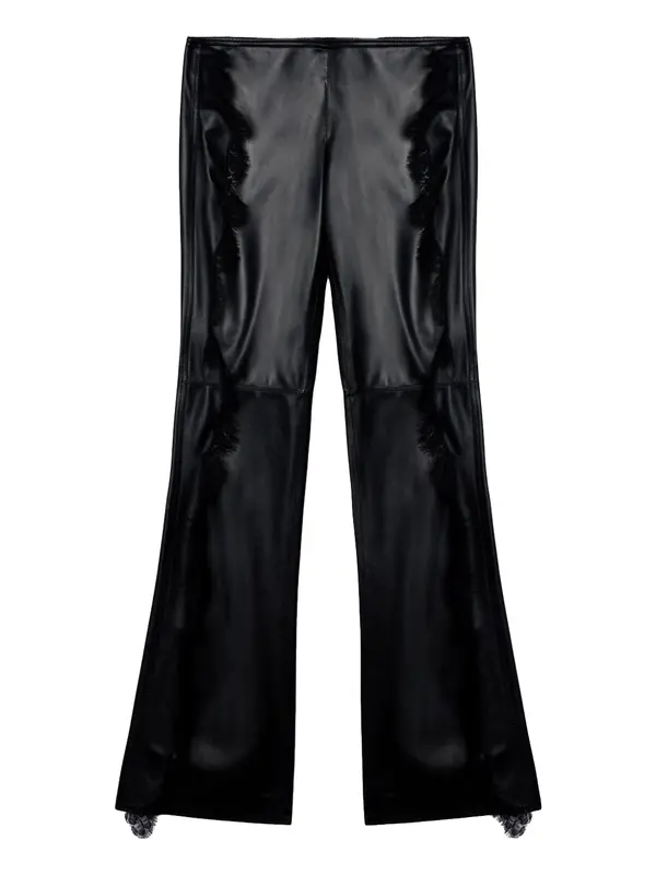 Off-White Lace-trim Leather Trousers - Black