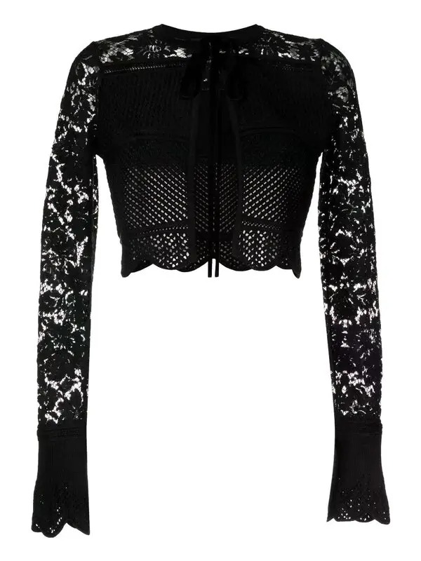 Roberto Cavalli Cropped Open-knit Top - Black