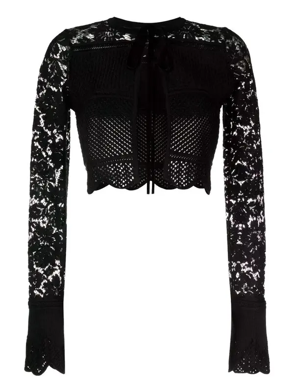 Roberto Cavalli Cropped Open-knit Top - Black