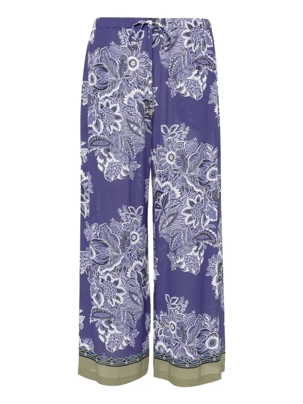 Etro Floral Print Wide-leg Trousers - Blue