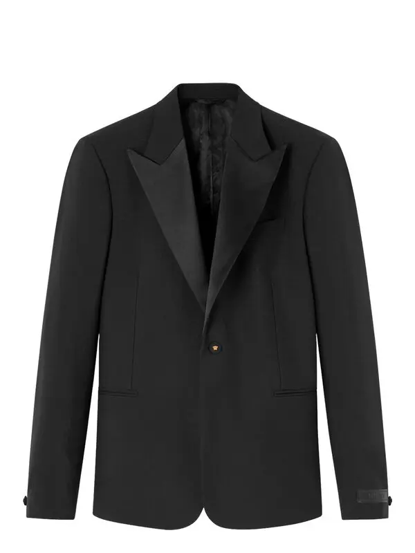 Versace Duchesse Satin-trim Single-breasted Blazer - Black