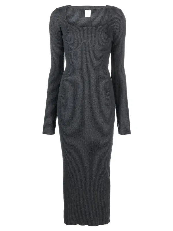 Patou Long-sleeve Knitted Dress - Grey