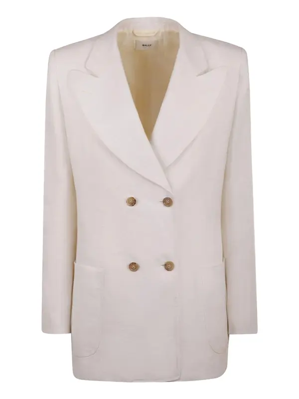 Bally Double-breasted Linen Blazer - White