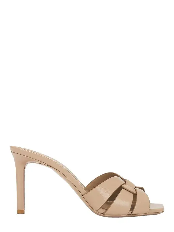 Saint Laurent Tribute Mule Sandal - Dark Beige