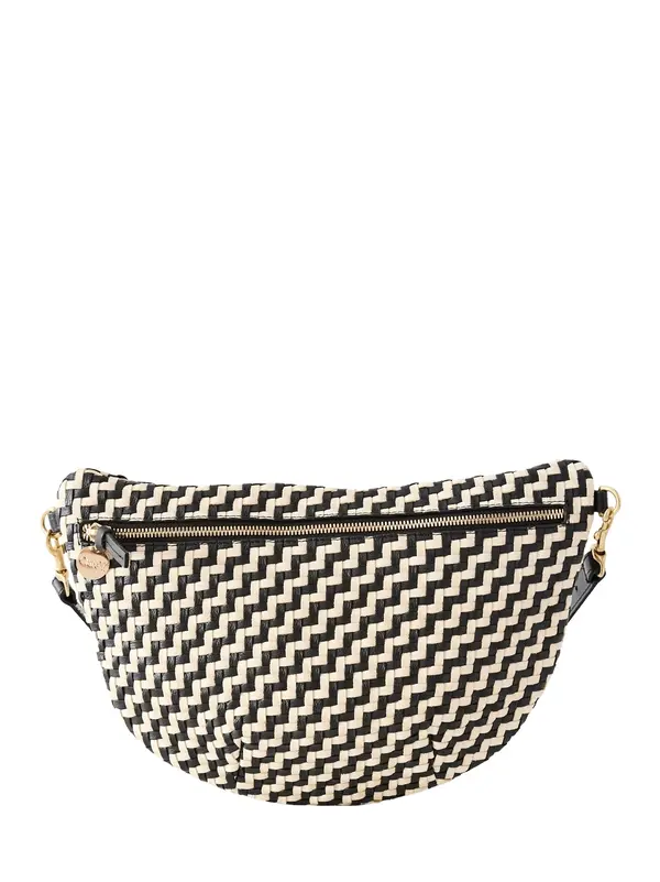 Clare V. Grande Fanny Pack - Black & Cream Woven Zig-zag