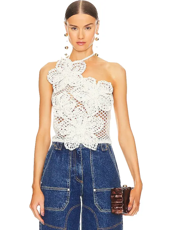 Cult Gaia Nazanin Crochet Top - Off White
