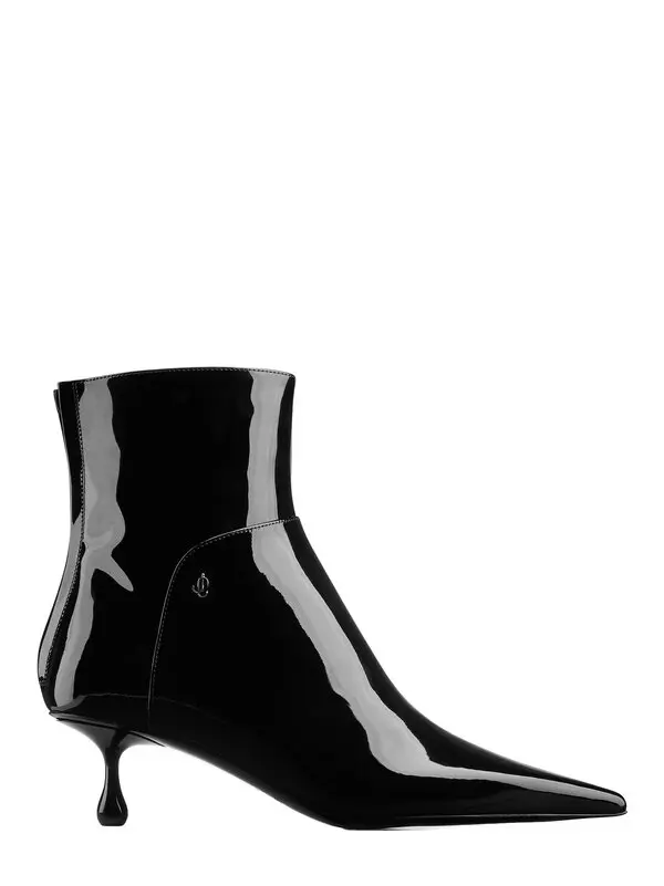 JIMMY CHOO Cycas Patent Leather Ankle Boots - Black