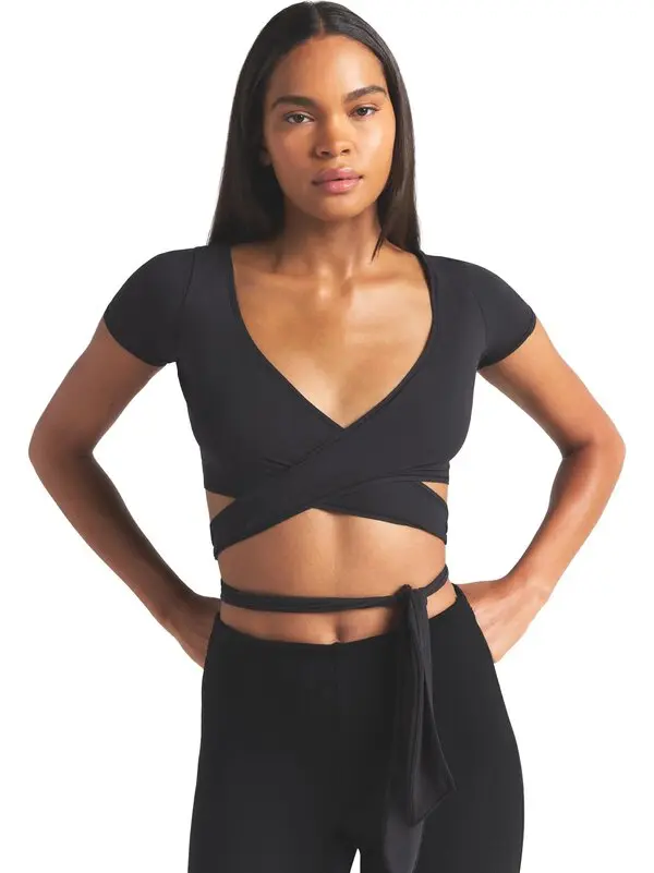 SKIMS Fits Everybody Wrap Cropped T-shirt - Onyx