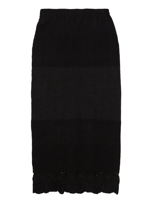 Faithfull The Brand Net Sustain Lula Crocheted Cotton Midi Skirt - Black