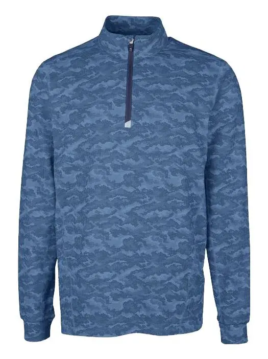 Cutter & Buck Traverse Camo Quarter Zip Pullover - Navy Blue