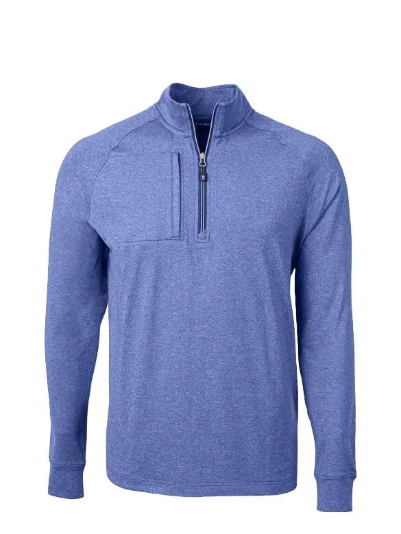 Cutter & Buck Adapt Heather Quarter Zip Pullover - Tour Blue Heather
