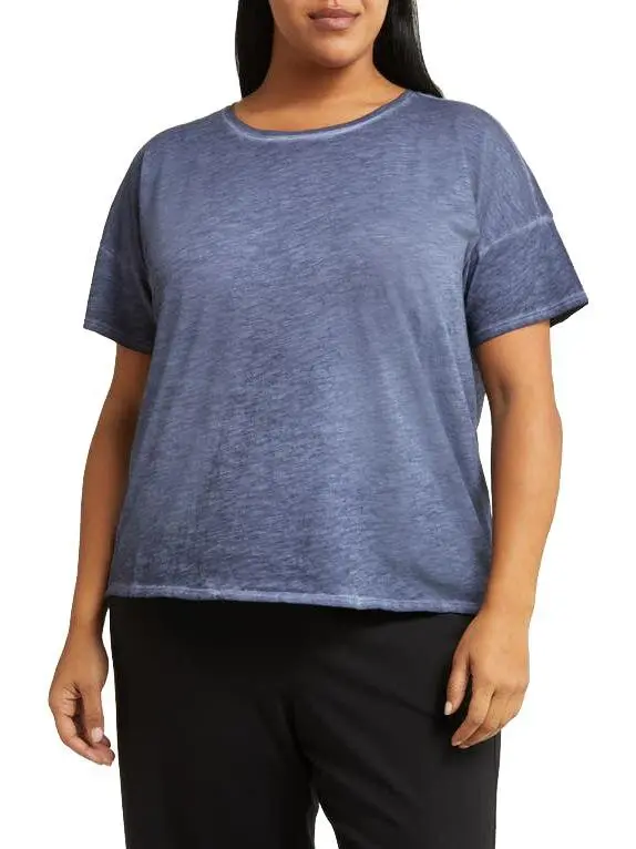 Eileen Fisher Slubbed Organic Cotton Crewneck T-shirt - Twilight