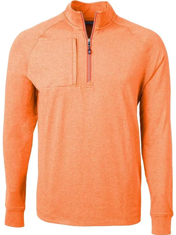 Cutter & Buck Adapt Heather Quarter Zip Pullover - College Orange Heather