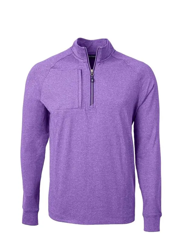 Cutter & Buck Adapt Heather Quarter Zip Pullover - College Purple Heather