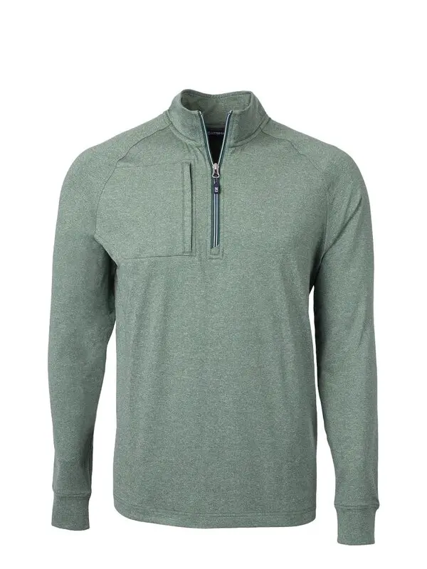 Cutter & Buck Adapt Heather Quarter Zip Pullover - Hunter Heather