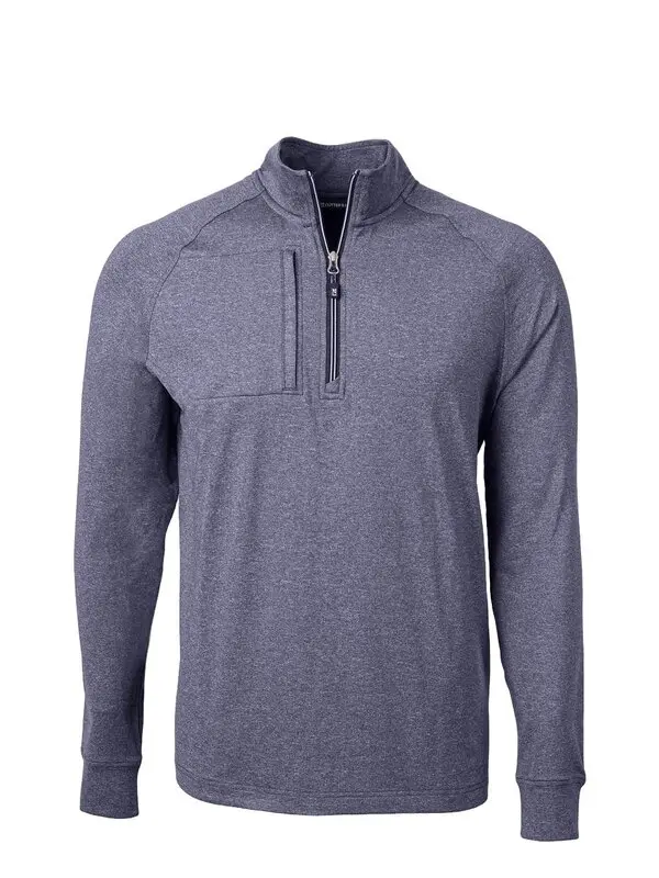 Cutter & Buck Adapt Heather Quarter Zip Pullover - Navy Blue Heather