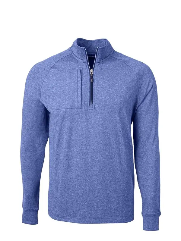 Cutter & Buck Adapt Heather Quarter Zip Pullover - Tour Blue Heather