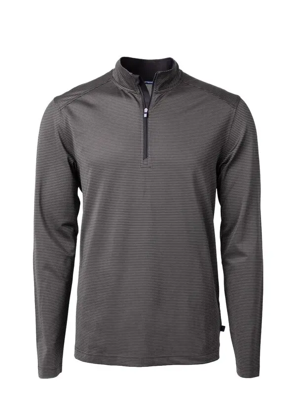 Cutter & Buck Virtue Micro Stripe Quarter Zip Pullover - Black/elemental Grey