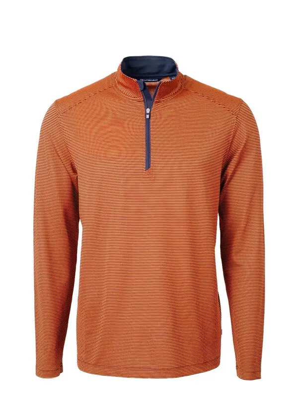 Cutter & Buck Virtue Micro Stripe Quarter Zip Pullover - College Orange/navy Blue