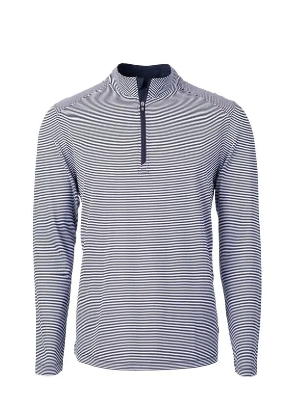 Cutter & Buck Virtue Micro Stripe Quarter Zip Pullover - Navy Blue/white