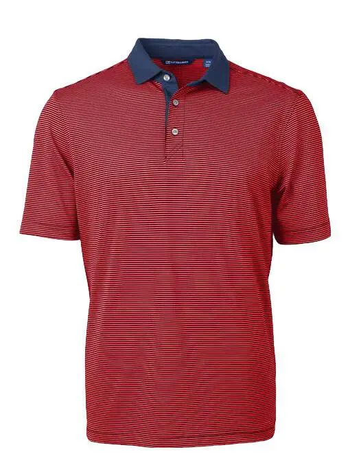 Cutter & Buck Virtue Micro Stripe Polo - Red/navy Blue