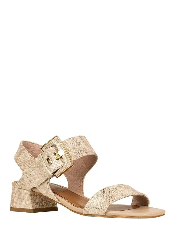 DONALD PLINER Snakeskin Print Sandals - Camel