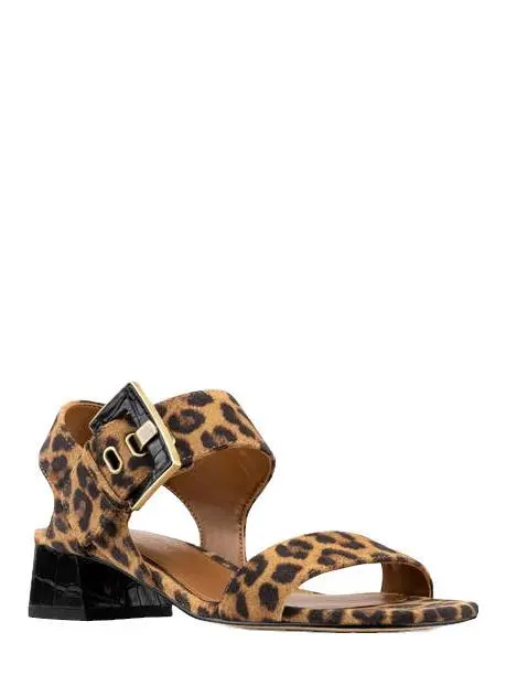 DONALD PLINER Croc-embossed Heel Sandal - Leopard