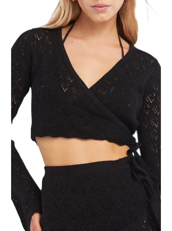 CAPITTANA Kaia Crochet Cover-up Sweater - Black