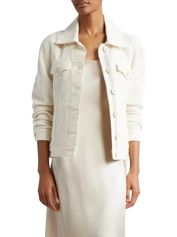 Eleventy Slub Weave Cotton-blend Trucker Jacket - Ivory
