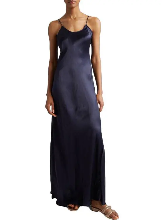 Eleventy Silk Charmeuse Slip Dress - Blue