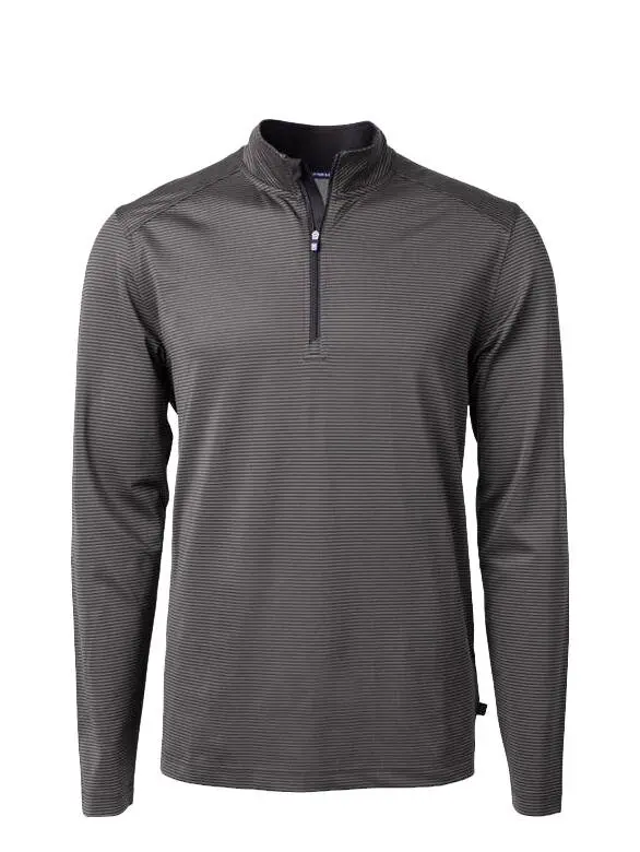 Cutter & Buck Virtue Micro Stripe Quarter Zip Pullover - Black/ Elemental Grey