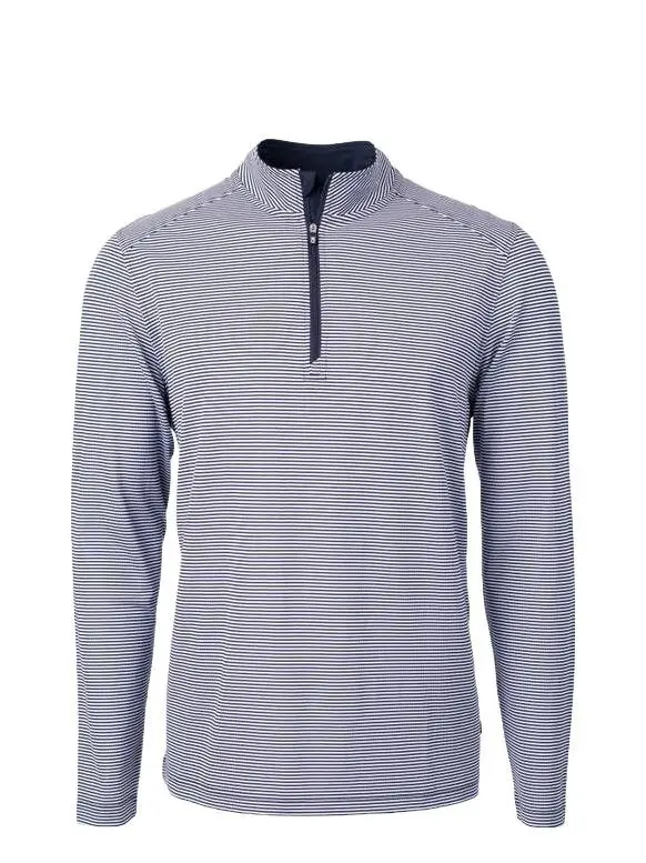 Cutter & Buck Virtue Micro Stripe Quarter Zip Pullover - Navy Blue/white