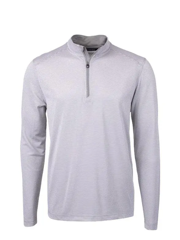 Cutter & Buck Virtue Micro Stripe Quarter Zip Pullover - Polished/ White