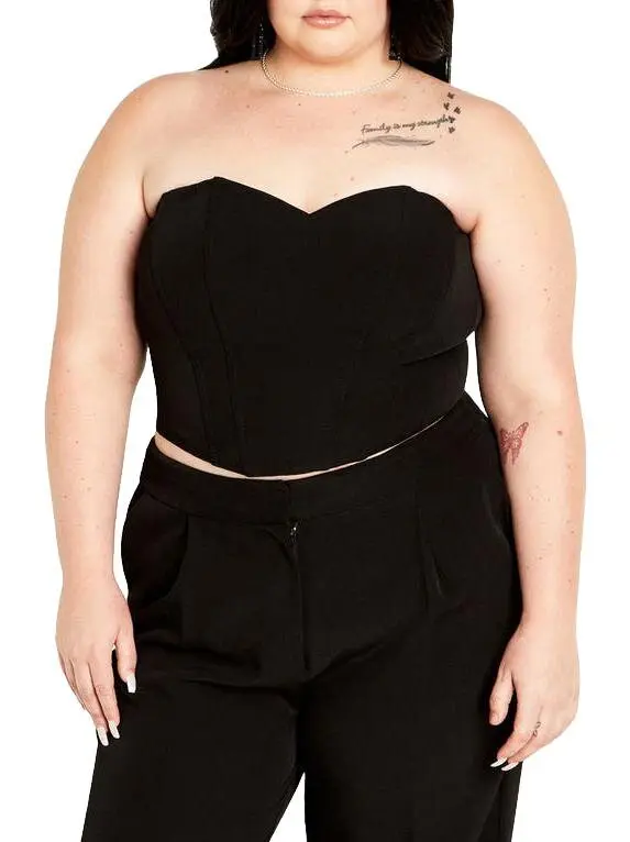 City Chic Alexis Strapless Corset Top - Black