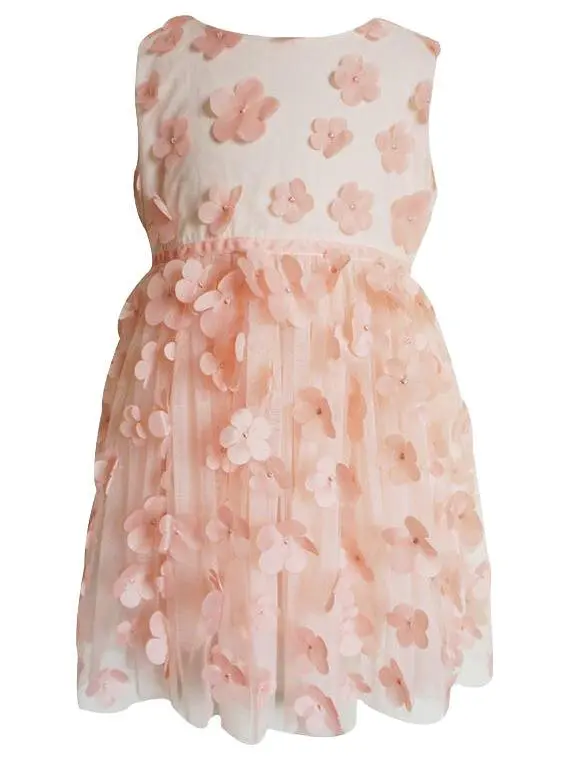 POPATU 3d Flower Tulle Dress - Peach