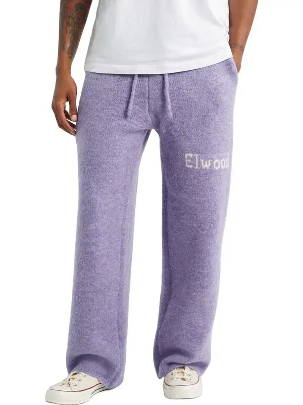 ELWOOD Intarsia Logo Baggy Sweatpants - Lavender