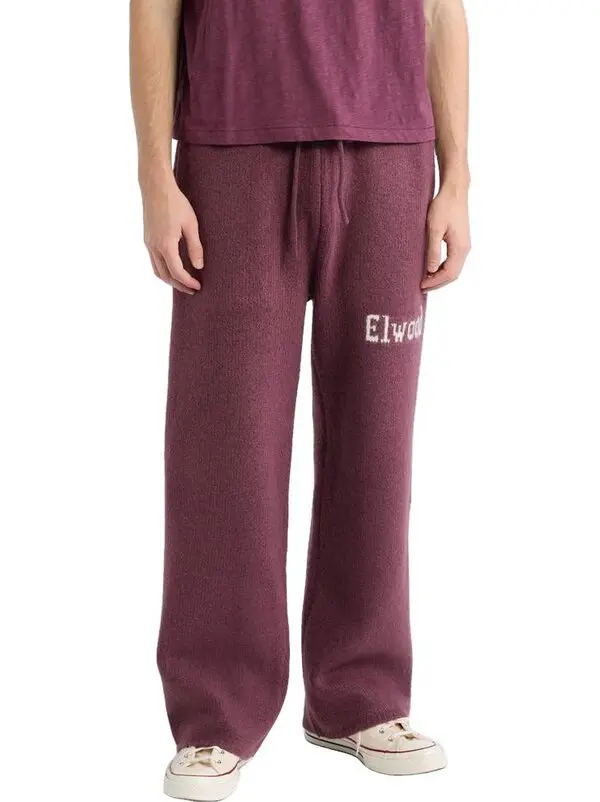 ELWOOD Intarsia Logo Baggy Sweatpants - Maroon