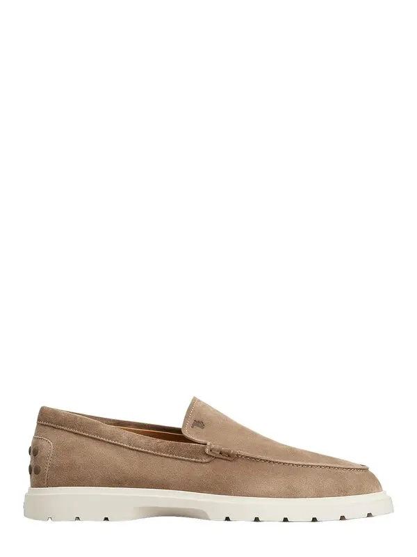 TOD'S Suede Loafer Slippers - Open Beige