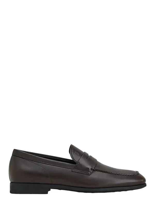 TOD'S Smooth Leather Penny Loafers - Dark Brown