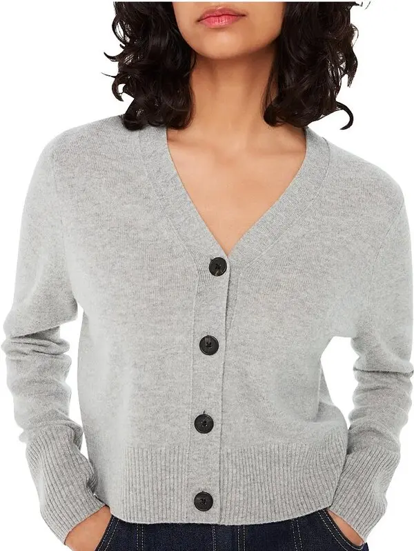 Whistles Cropped Wool Cardigan - Grey