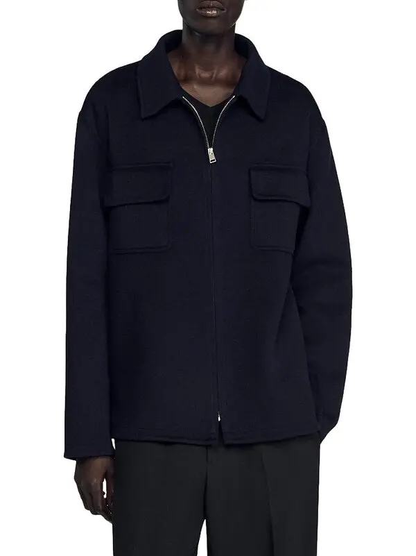 Sandro Dual Pocket Overshirt Jacket - Navy Blue